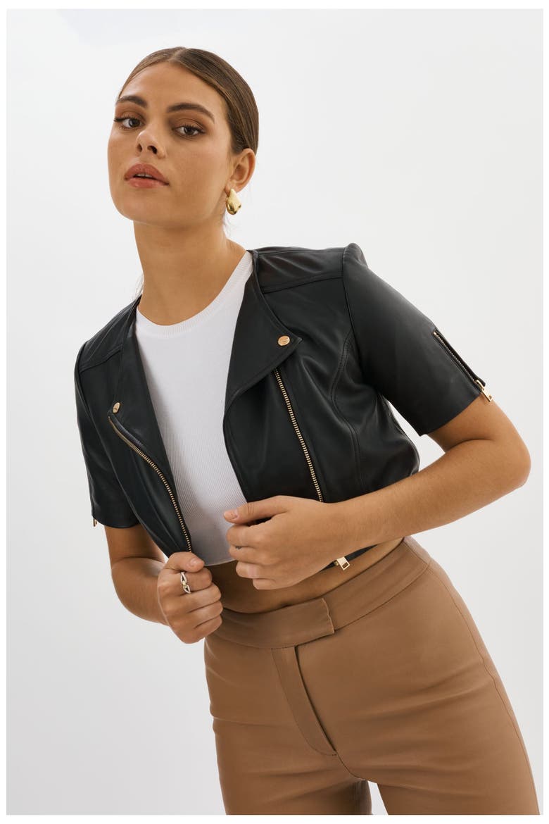 Kirsi Gold | Cropped Biker Jacket (Women) | Nordstrom