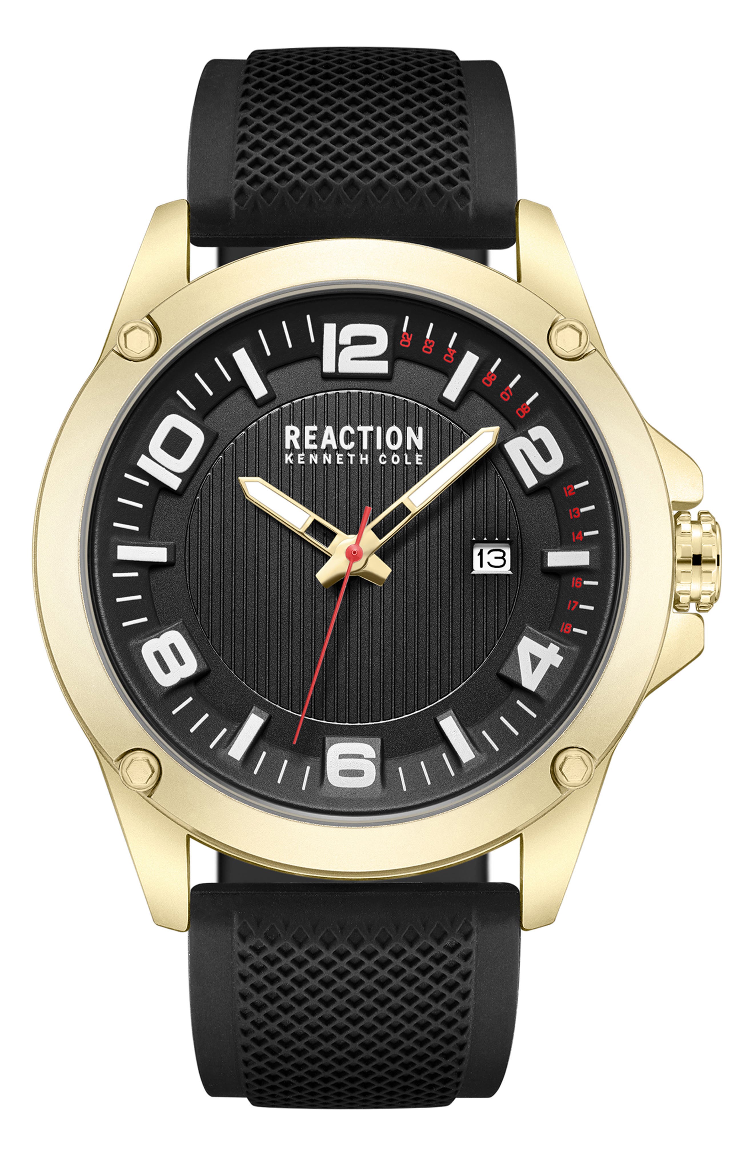 Three Hand Quartz Silicone Strap Watch, 47mm (Men) | Nordstromrack