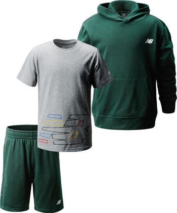 New Balance Kids' Crewneck T-Shirt, Fleece Hoodie & Shorts Set ...