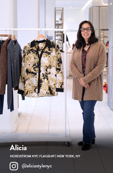 L'AGENCE Gio Scroll Print Silk Button-Up Shirt | Nordstromrack