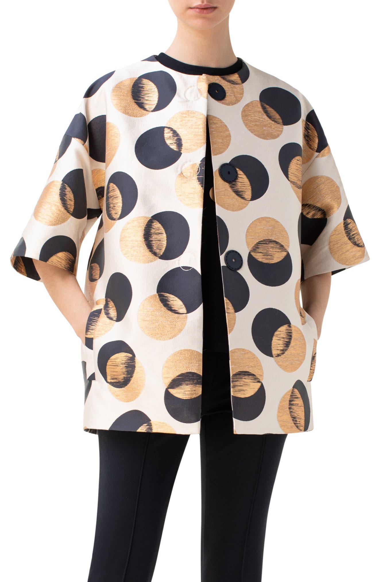 Akris punto Gold Leaf Dot Car Coat | Nordstromrack