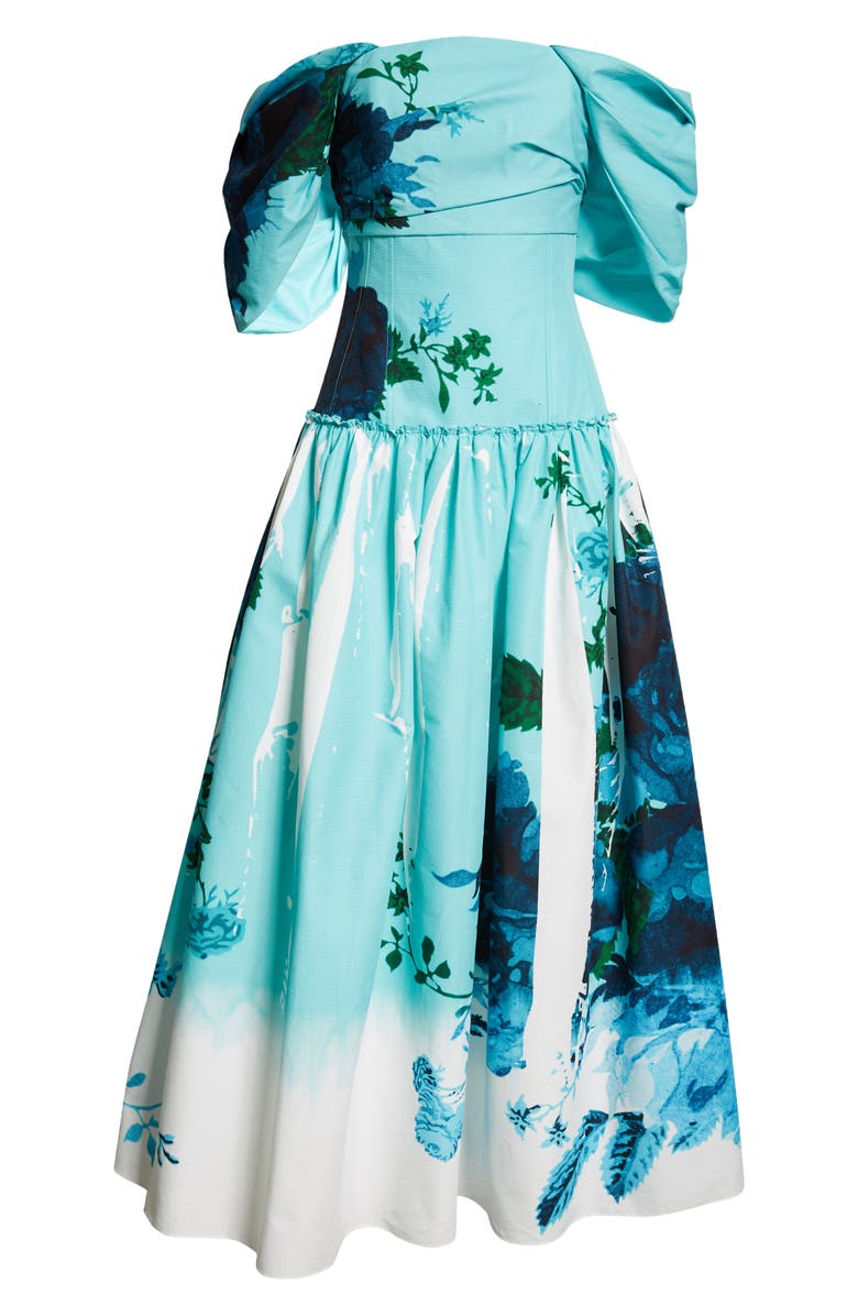 Erdem Floral Print Off the Shoulder Faille Cocktail Dress | Nordstromrack