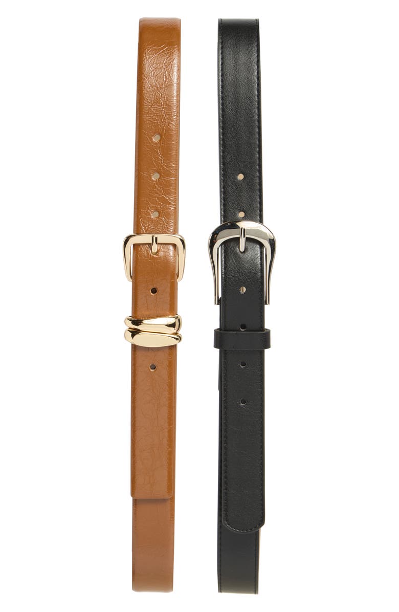 Steve Madden Topstitch 2-Pack Assorted Textured Belts | Nordstromrack