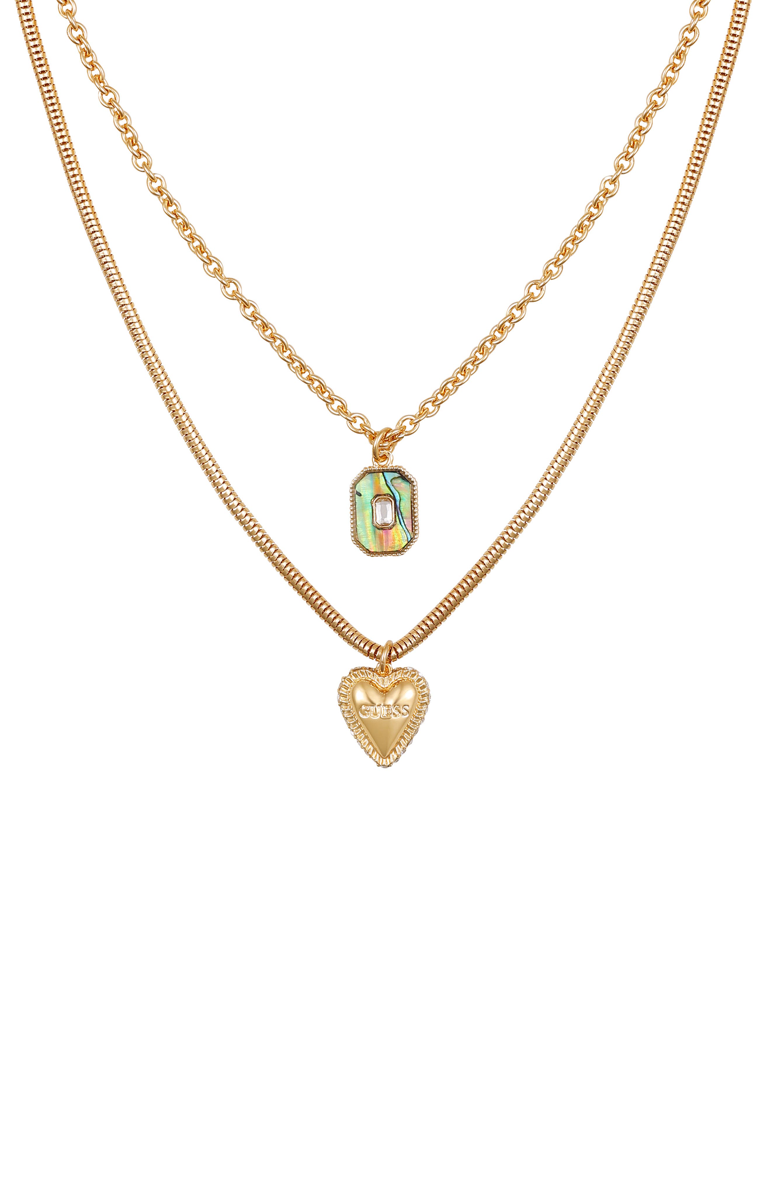 GUESS Heart Pavé Layered Pendant Necklace | Nordstromrack