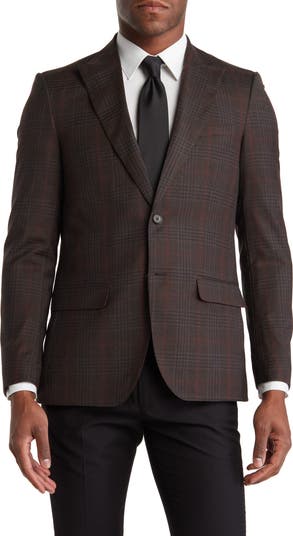 ZANETTI Check Peak Lapel Wool Blend Sport Coat | Nordstromrack