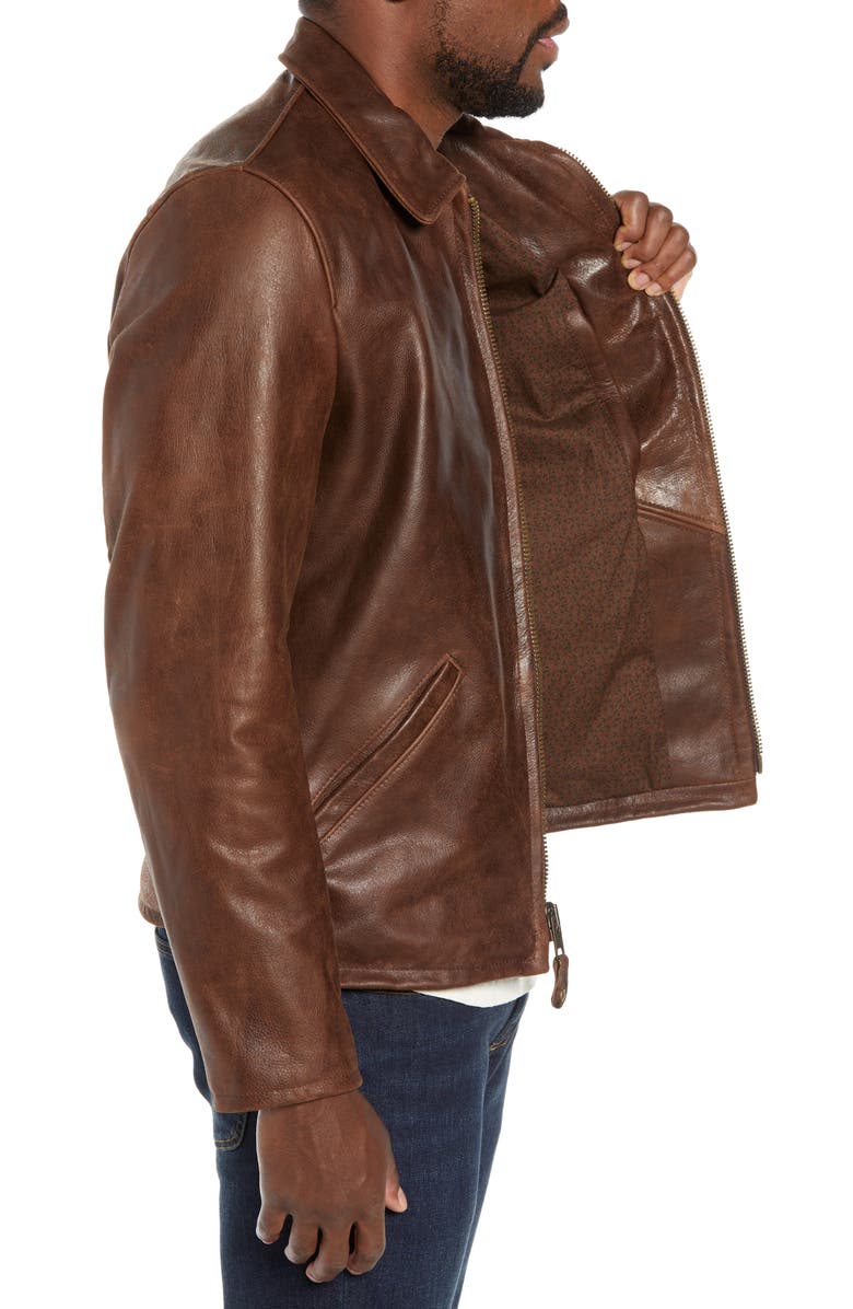 Schott NYC Waxy Naked Buffalo Leather Delivery Jacket | Nordstrom