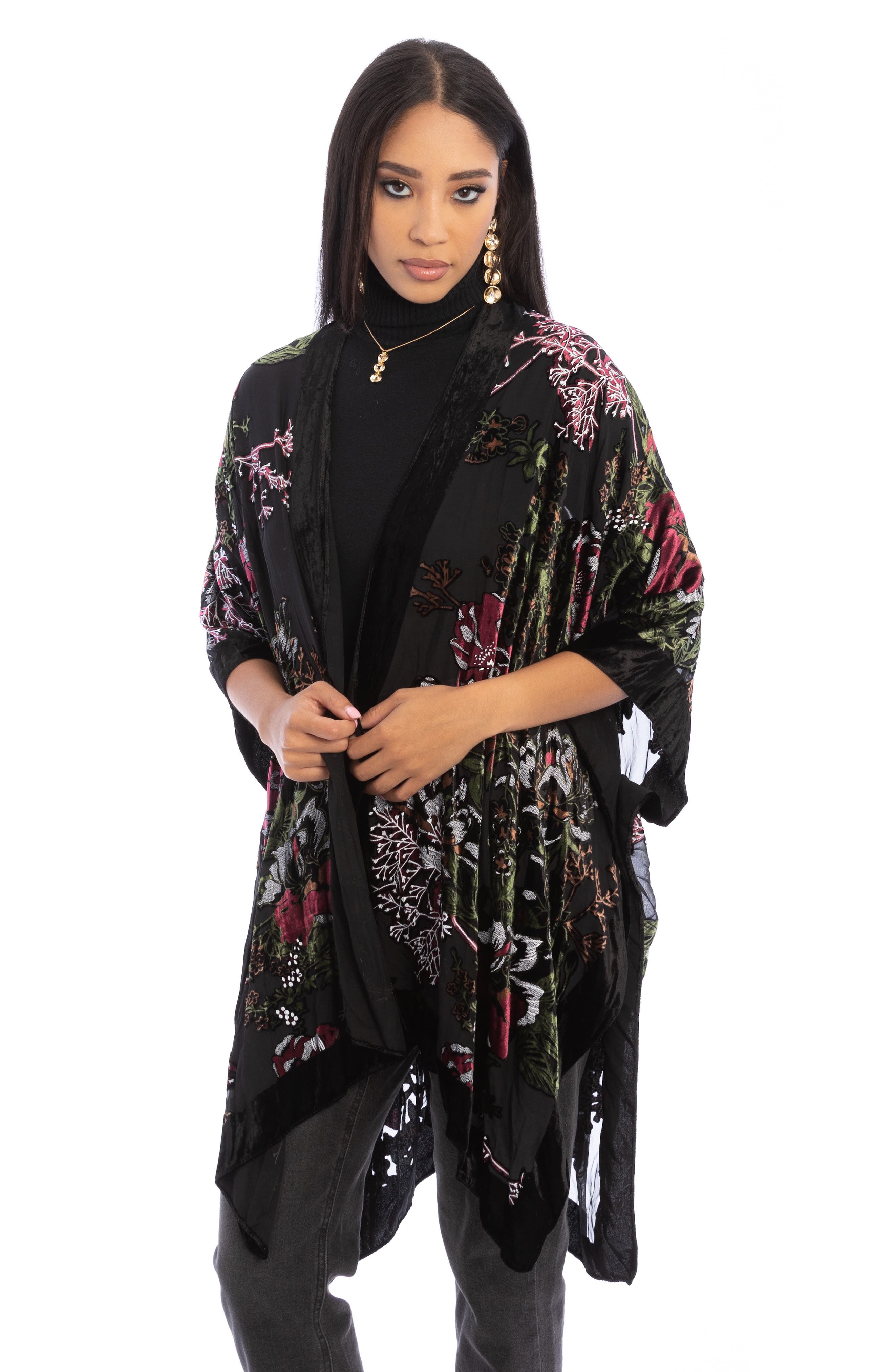 SAACHI Ione Velvet Burnout Ruana | Nordstromrack