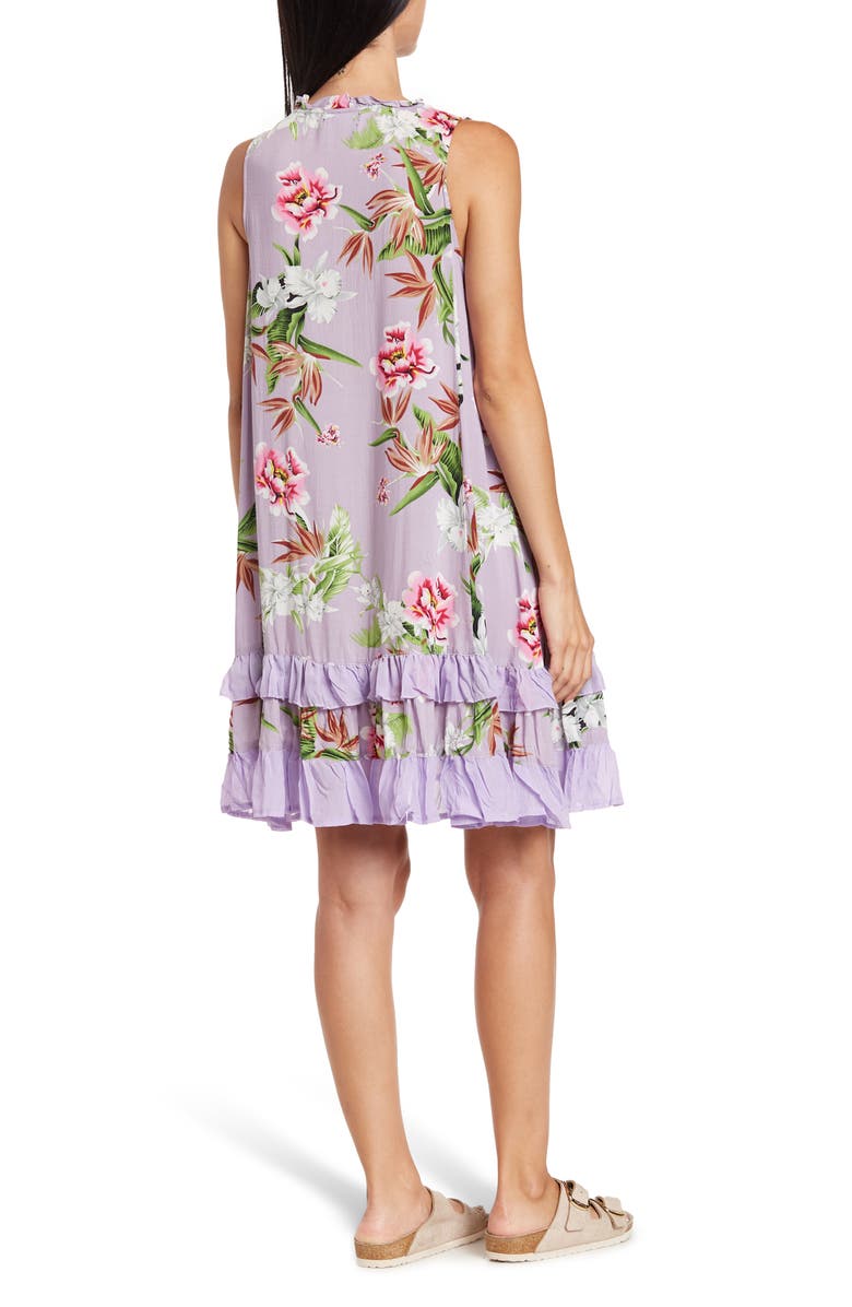 PAPILLON Floral Print Tiered Ruffle Shift Dress | Nordstromrack