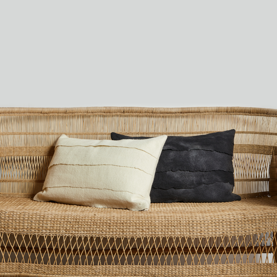 kanju Interiors Layered Hand-Felted Merino Wool Throw Pillow - Lumbar ...