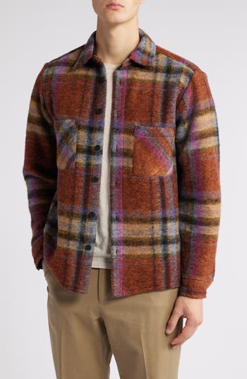 Wax London Whiting Plaid Cotton Blend Flannel Button-Up Overshirt ...