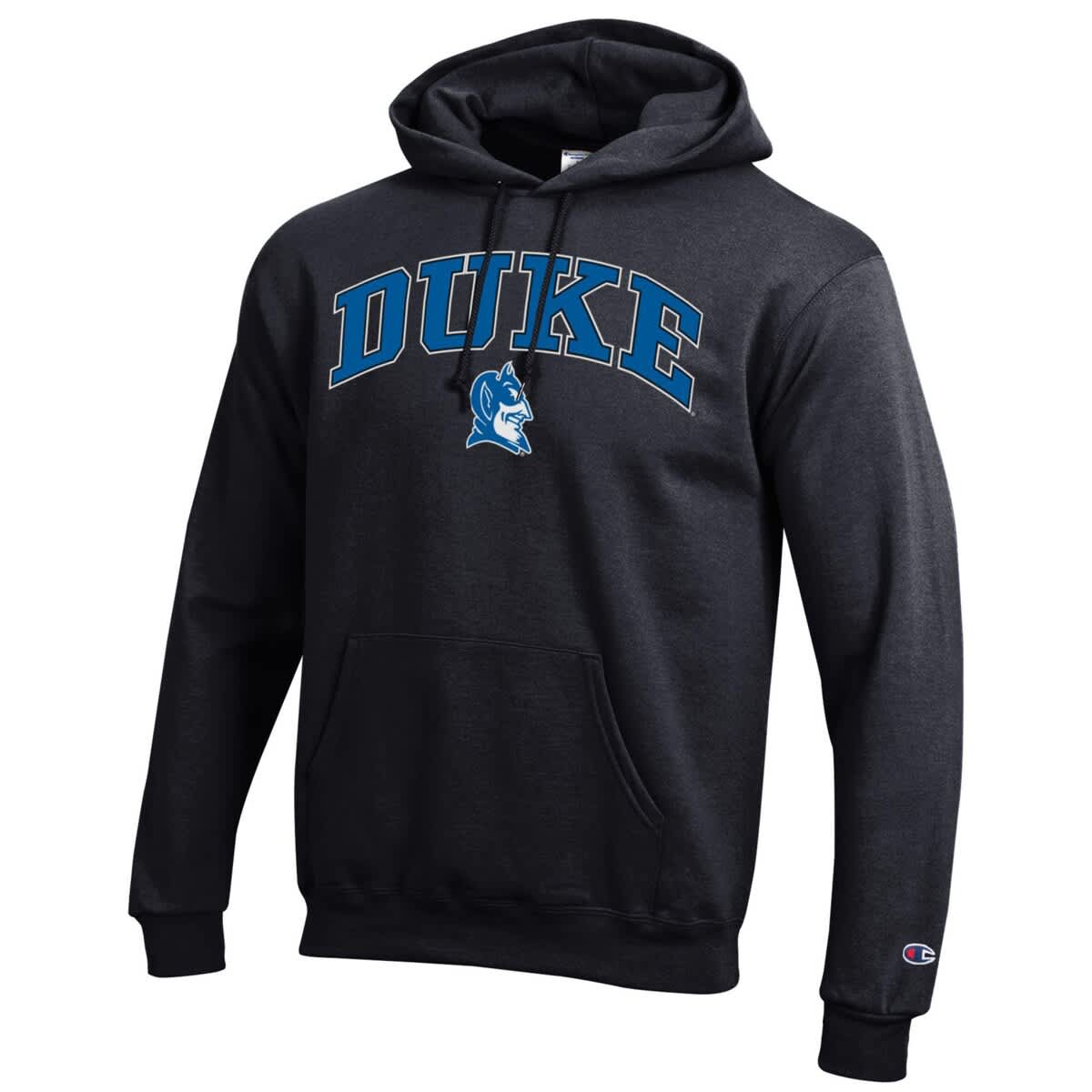 Men's Champion Black Duke Blue Devils Arched Logo Fleece Pullover ...