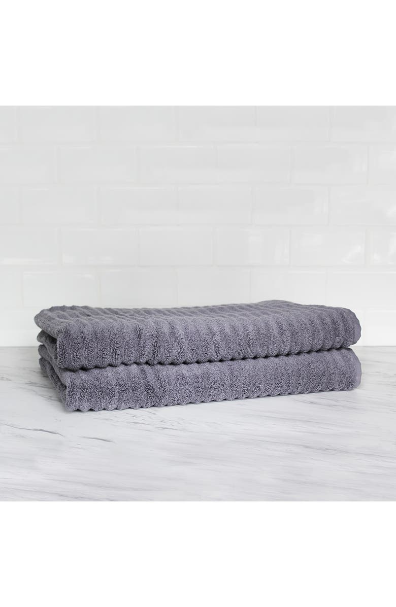 MELANGE HOME Zero Twist Bath Sheet - Set of 2 - Anthracite Grey, Pebble ...