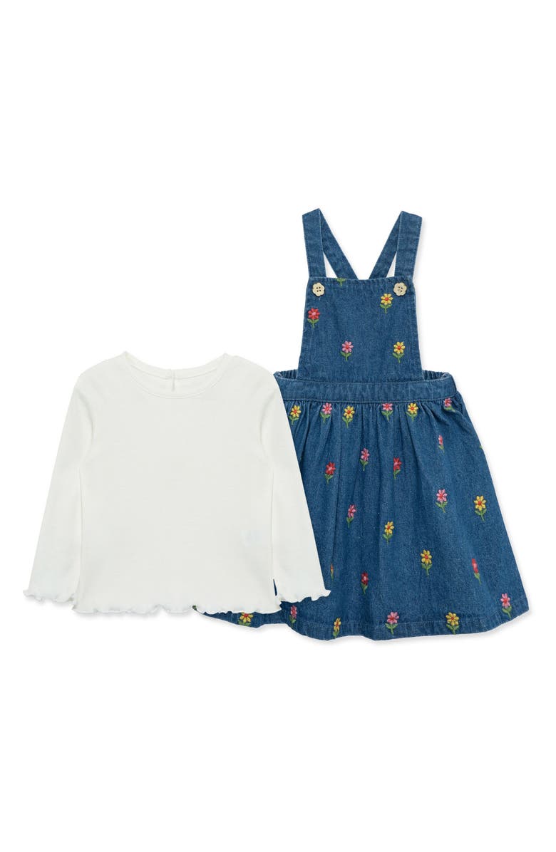 Little Me Floral Embroidered Long Sleeve Top & Jumper Set | Nordstromrack