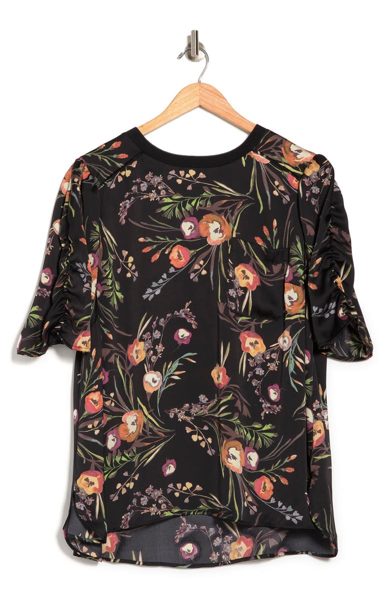 DR2 by Daniel Rainn Daniel Rainn Satin Ruched Sleeve Pocket T-Shirt ...