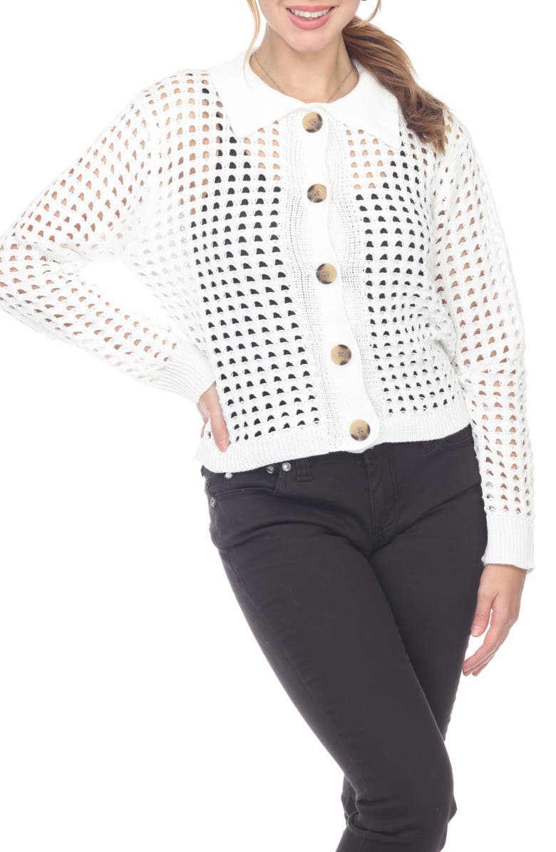 RAIN AND ROSE Open Stitch Button Front Cardigan | Nordstromrack
