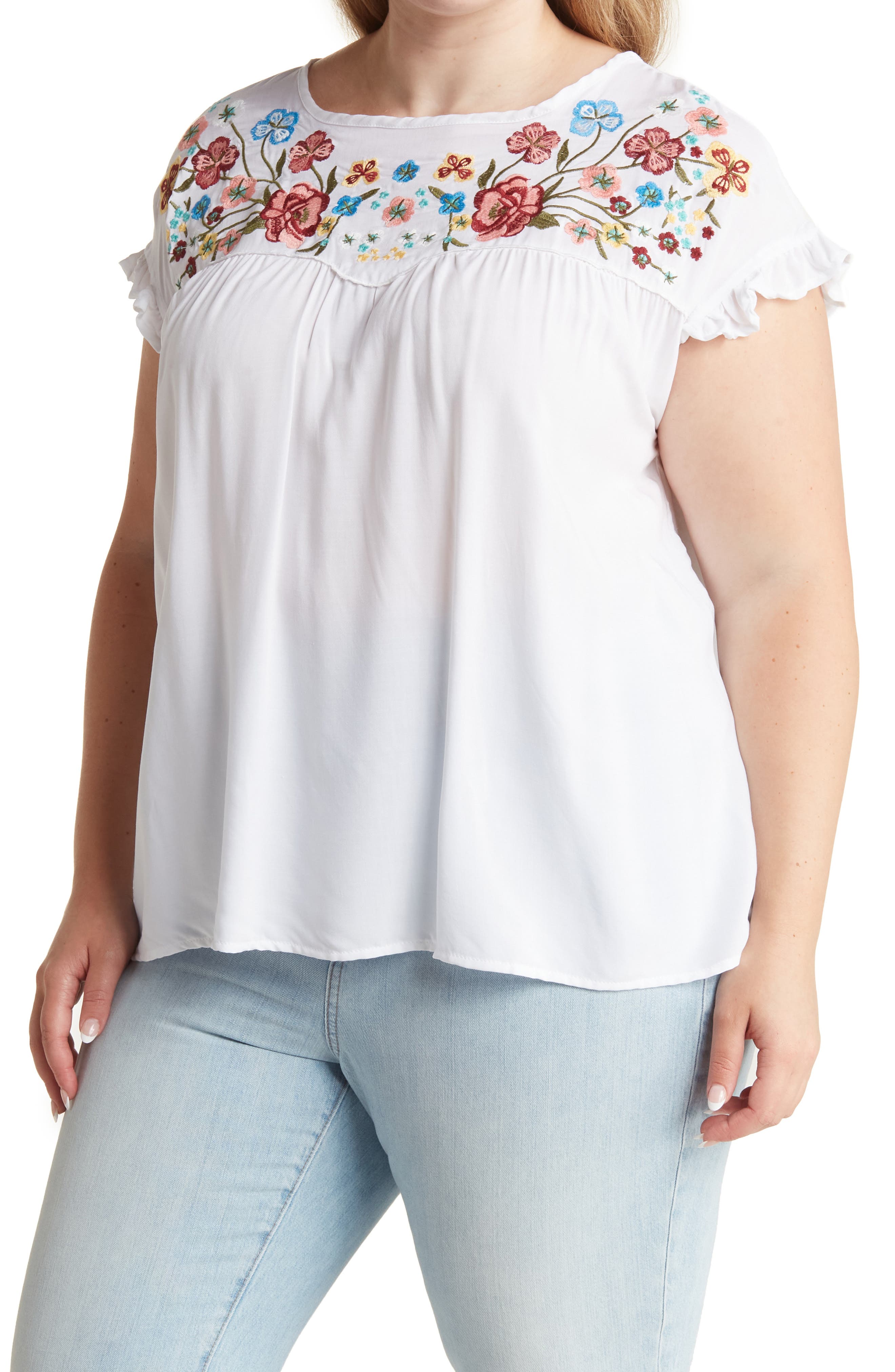 Forgotten Grace Embroidered Short Sleeve Blouse | Nordstromrack