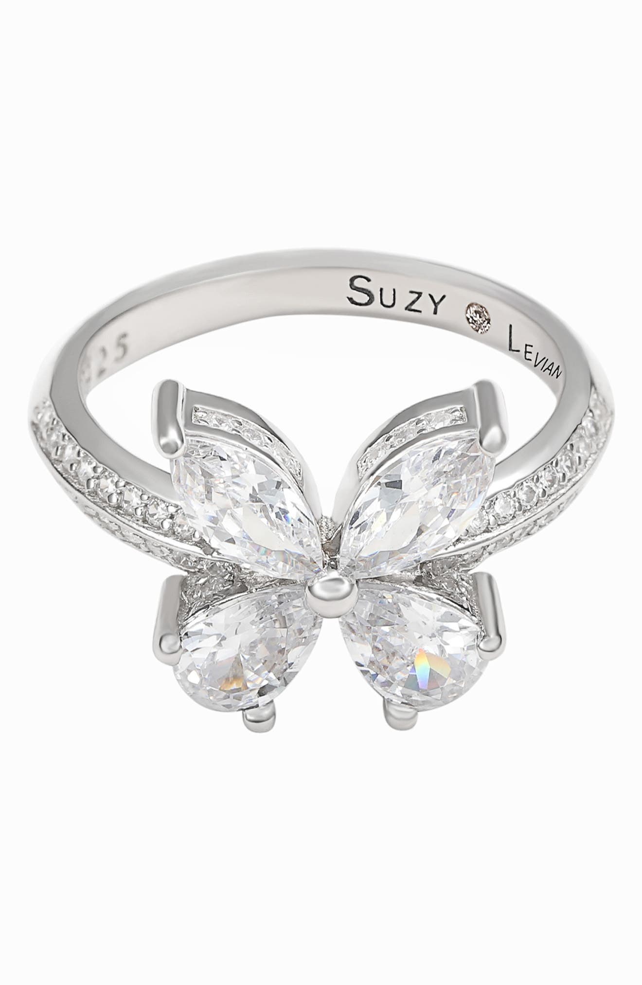 SUZY LEVIAN Sterling Silver & CZ White Butterfly Ring | Nordstromrack