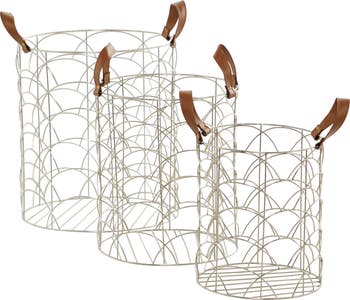 COSMO BY COSMOPOLITAN Silvertone Metal Glam Storage Basket with Faux ...