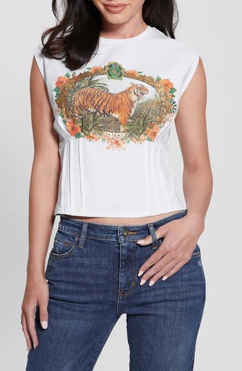GUESS Tiger Corset Detail Graphic T-Shirt | Nordstrom