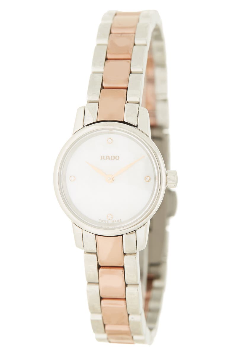 RADO Coupole Mother of Pearl & Diamond Bracelet Watch, 21mm - 0.008 ctw ...
