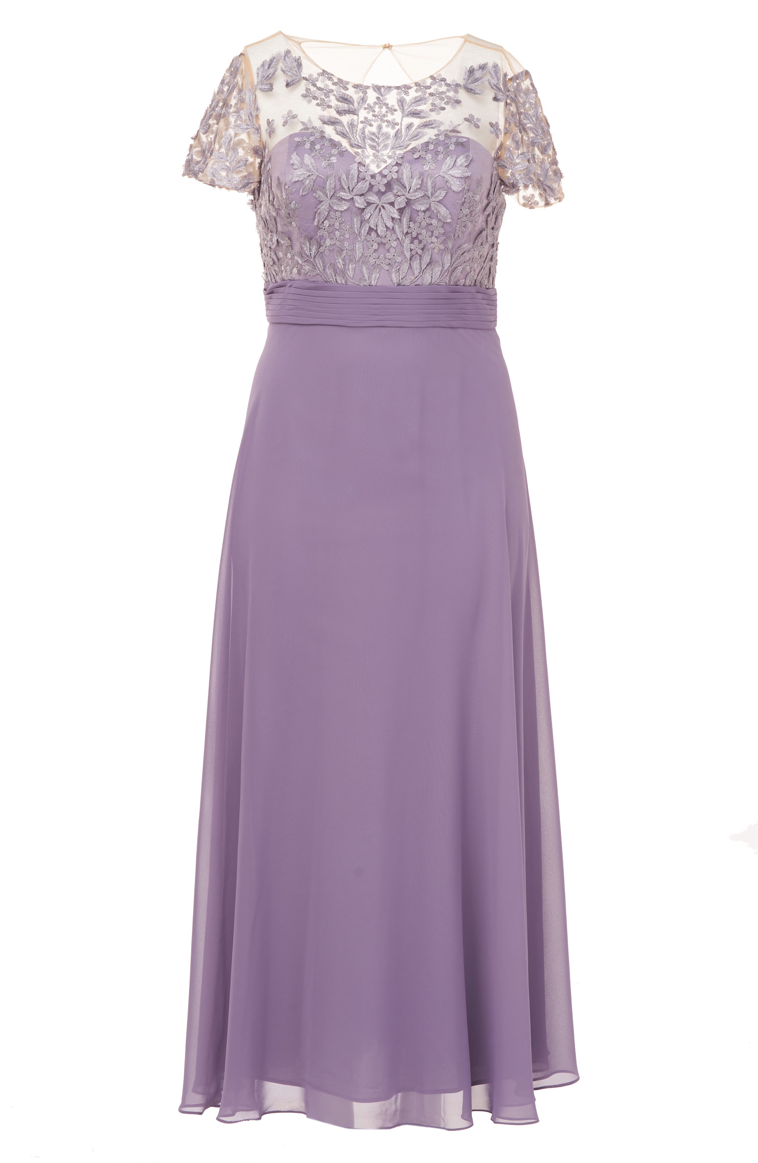 JS Collections Floral Embroidered Chiffon Gown | Nordstrom