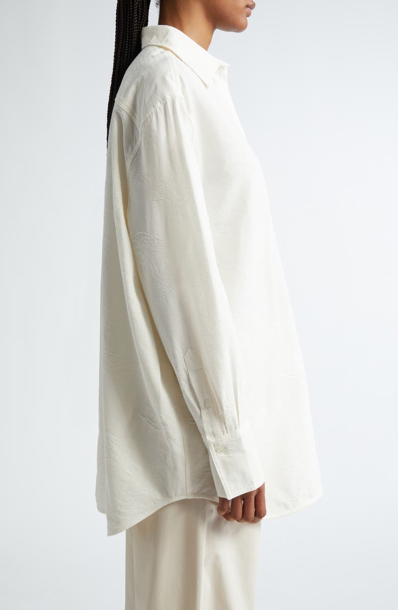 TOTEME Relaxed Fit Tonal Floral Jacquard Button-Up Shirt | Nordstromrack