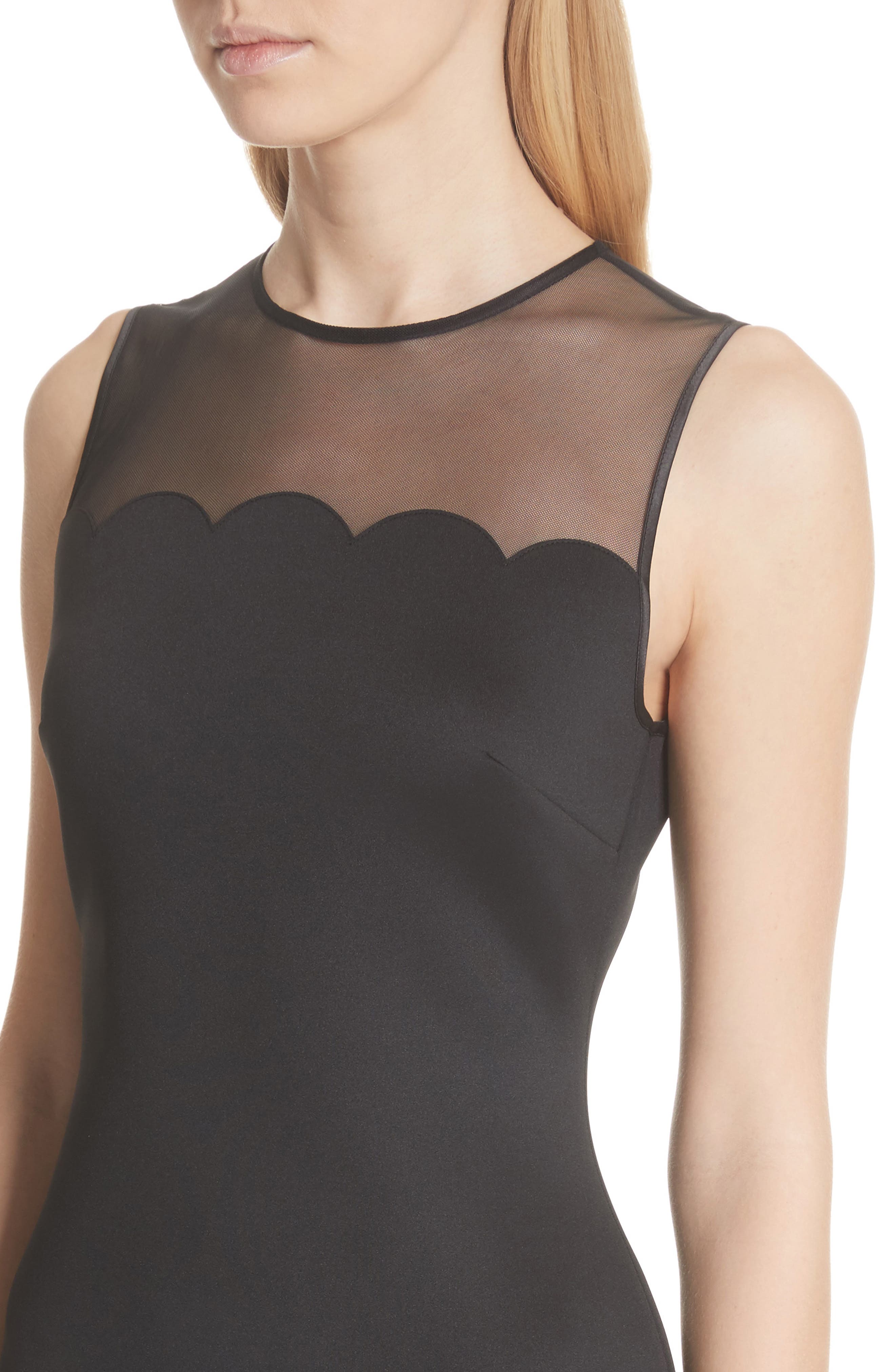 Scalloped Mesh Yoke Body-Con Dress (Women) | Nordstromrack