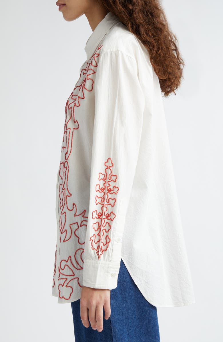 Bode Crossvine Beaded Cotton Button-Up Shirt | Nordstromrack