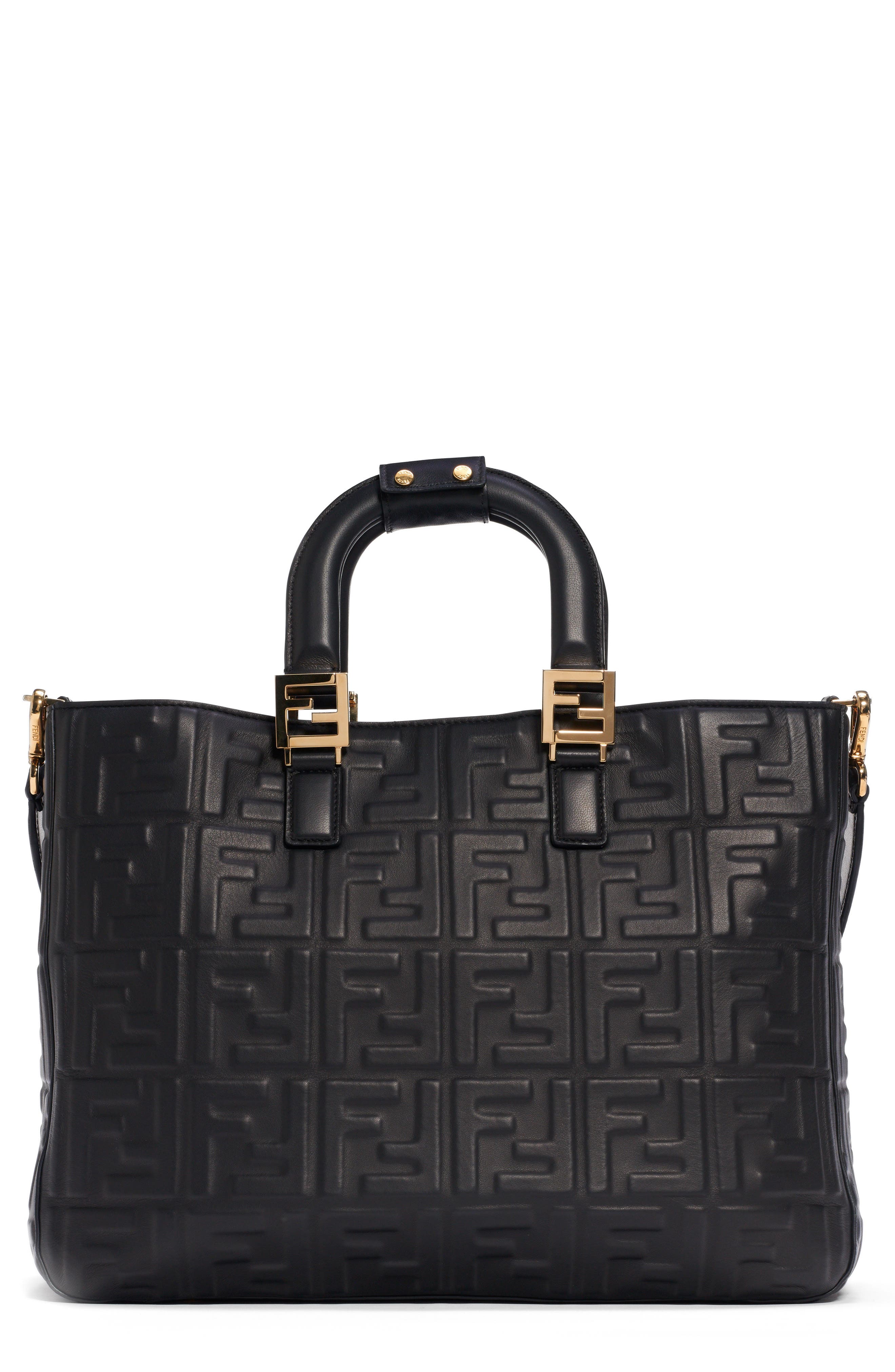 Fendi FF Embossed Leather Top Handle Tote | Nordstrom