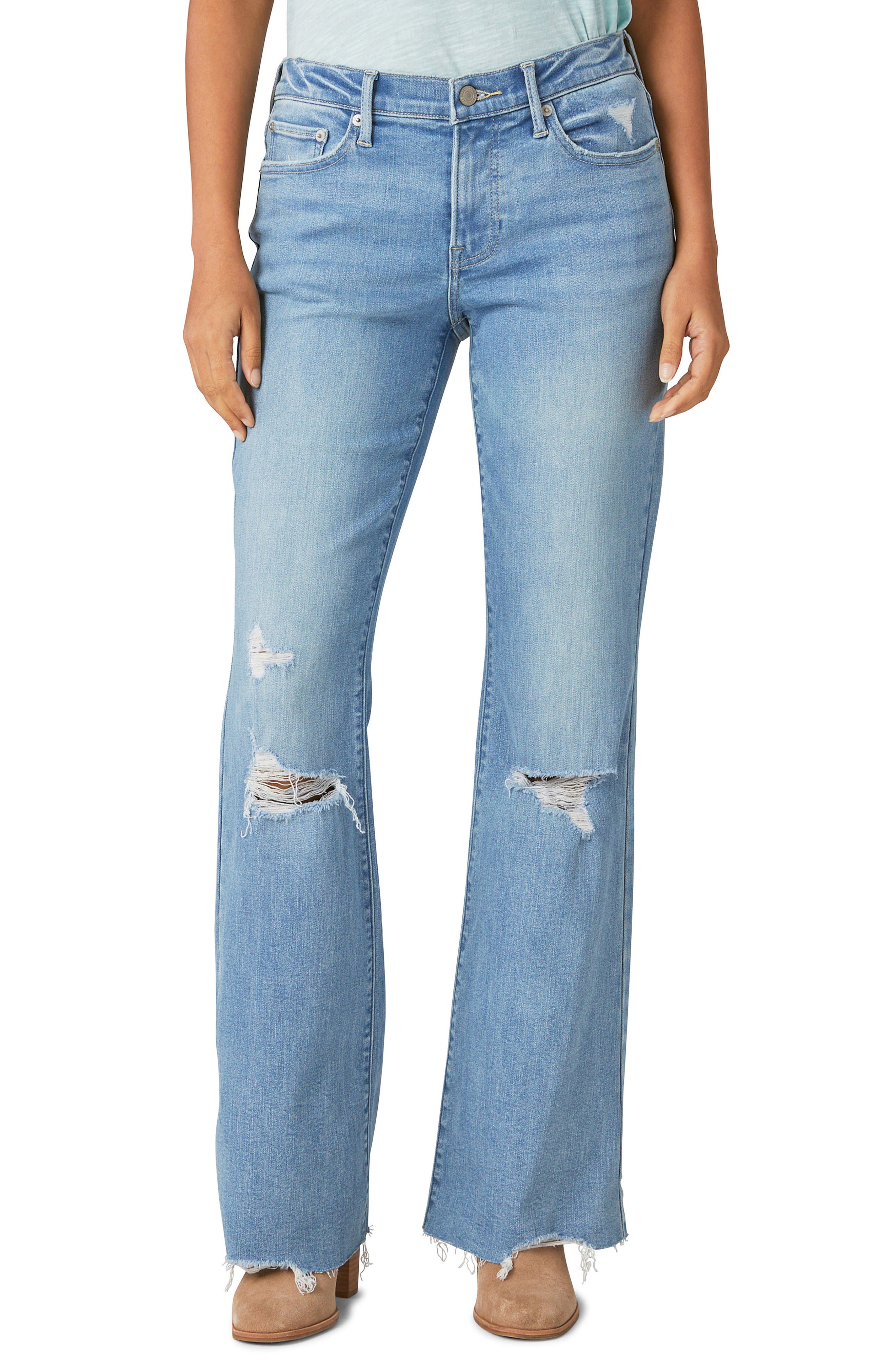 Lucky Brand Sweet Distressed Raw Hem Flare Jeans | Nordstrom