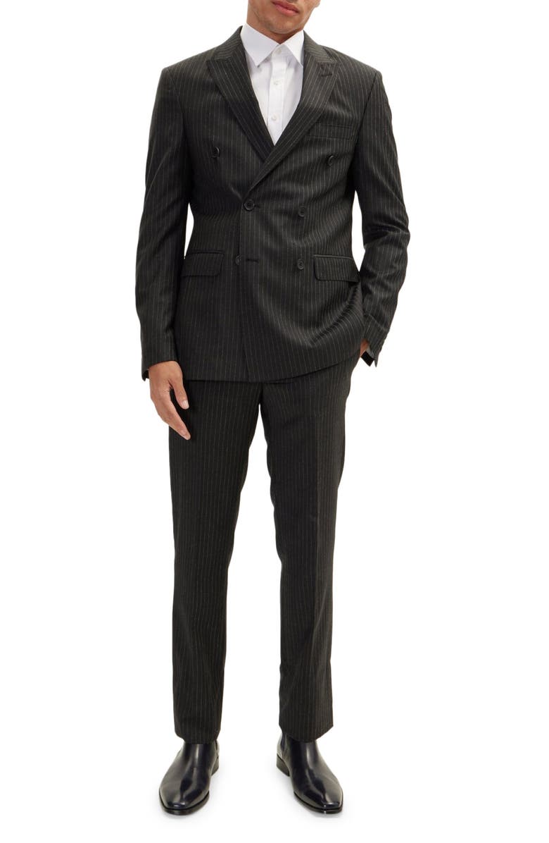 RON TOMSON Pinstripe Merino Wool Double Breasted Tuxedo | Nordstromrack
