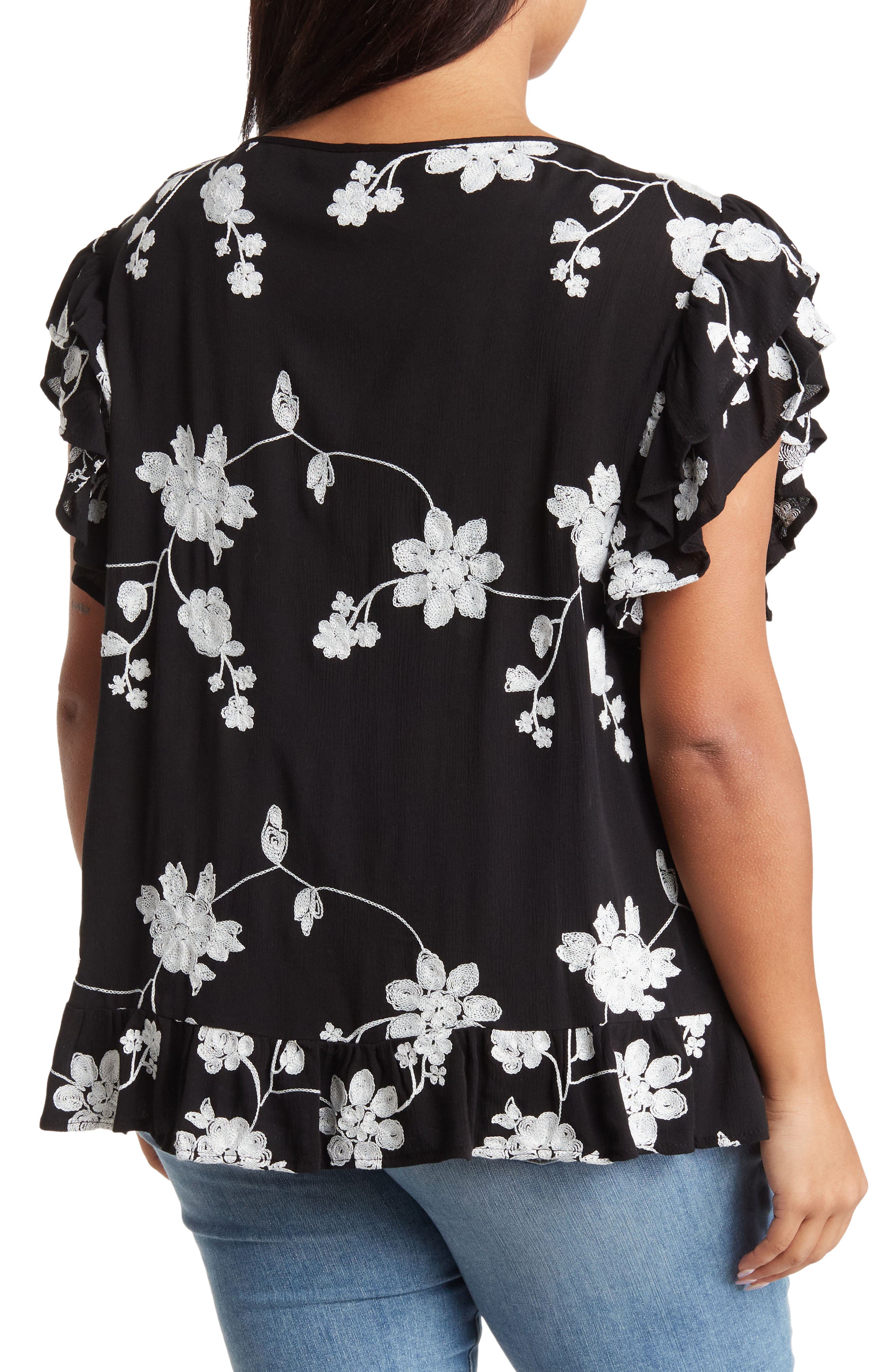 Forgotten Grace Floral Embroidered Ruffle Blouse | Nordstromrack
