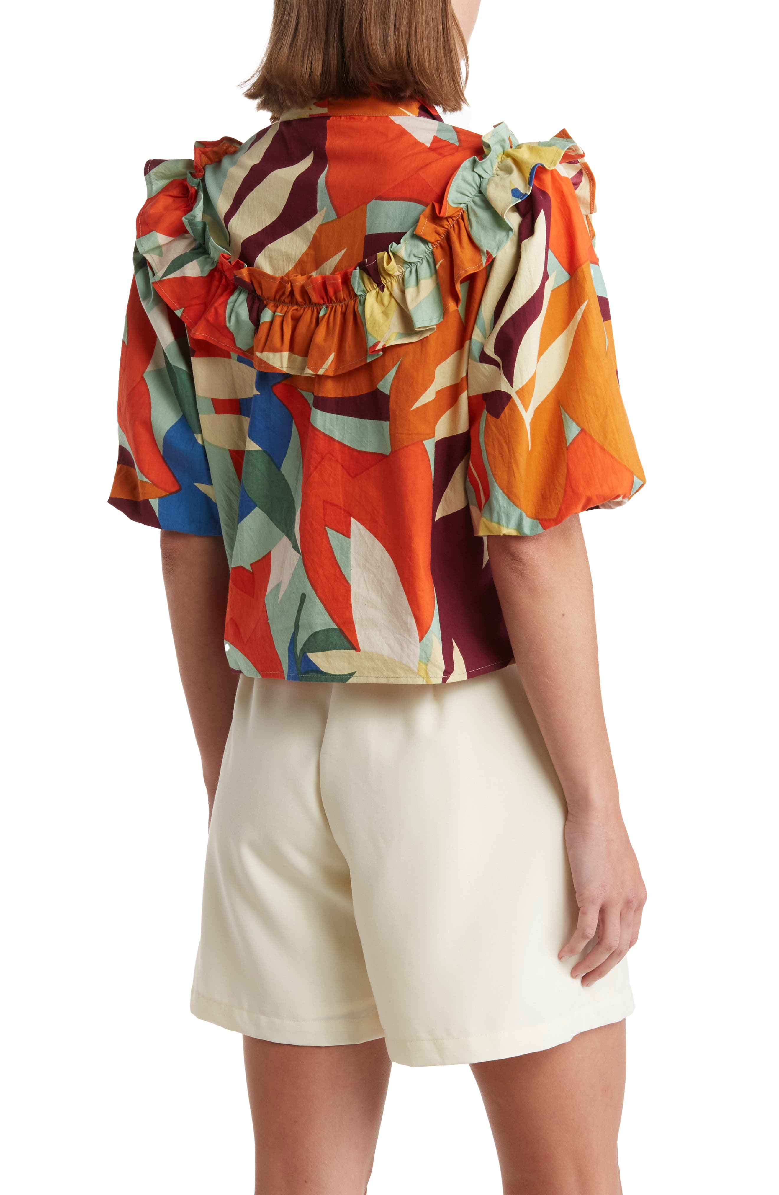 Walter Baker Martina Cotton Tie Neck Button-Up Top | Nordstromrack
