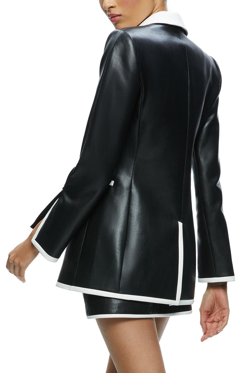 Alice + Olivia Breann Contrast Trim Fitted Faux Leather Blazer | Nordstrom