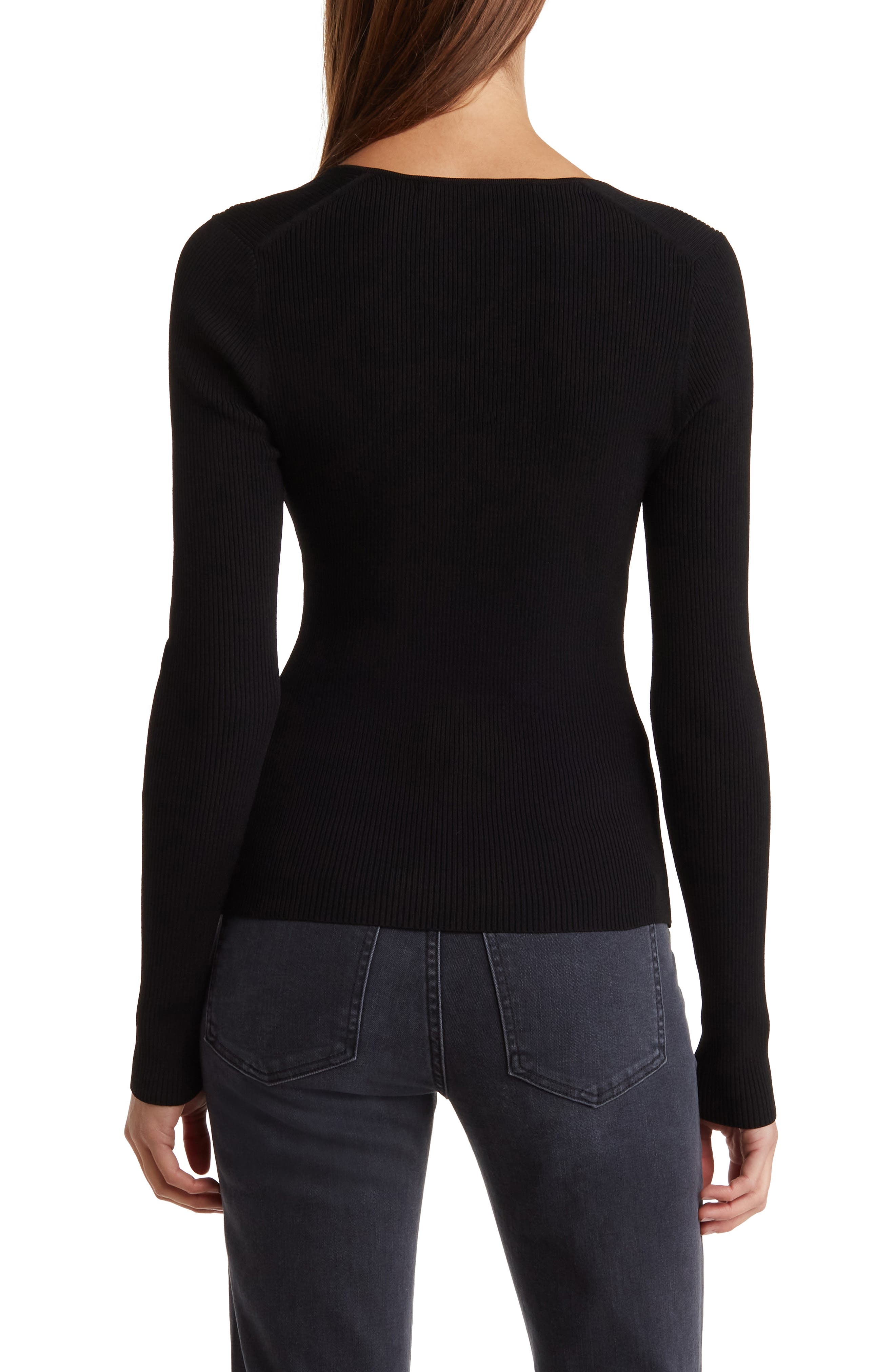 Veronica Beard Gladys Sweetheart Neck Rib Sweater | Nordstromrack