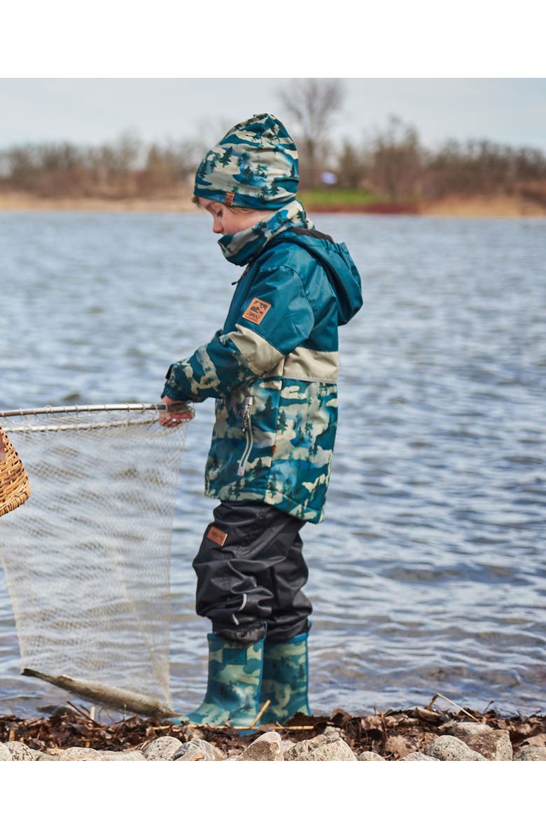 Deux par Deux Baby Boy's Printed Beanie Hat Forest Green With Black ...