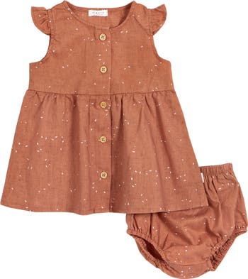 Petit Lem Seed Print Linen & Organic Cotton Dress & Bloomers | Nordstrom