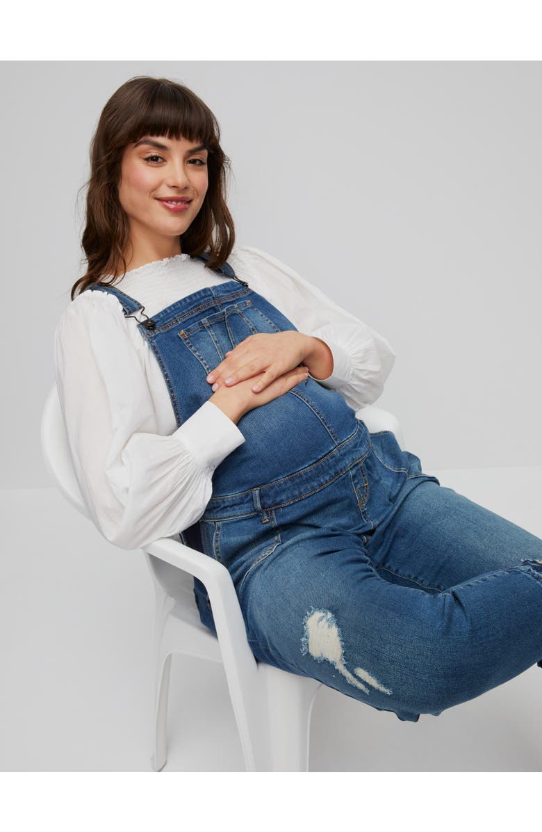 MOTHERHOOD MATERNITY Indigo Blue Side-Panel Letdown Skinny Ankle Denim ...