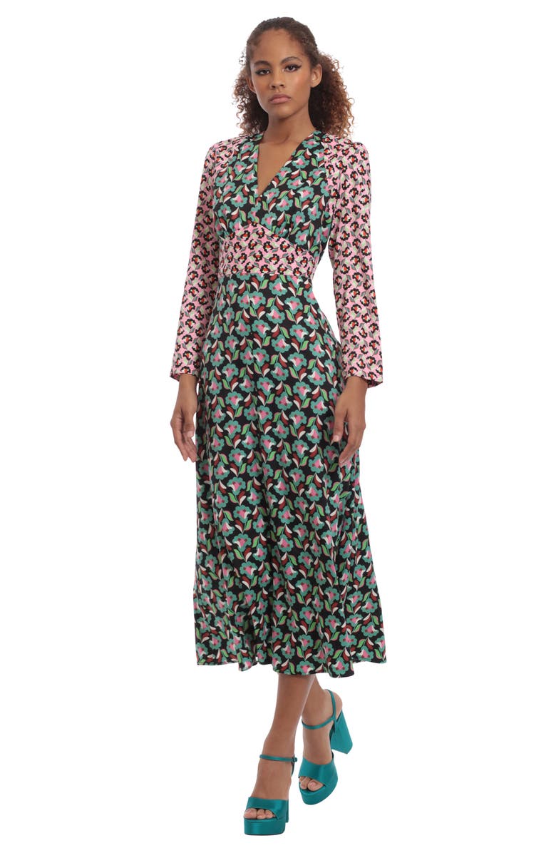 Donna Morgan Long Sleeve Duo Print Maxi Dress | Nordstromrack