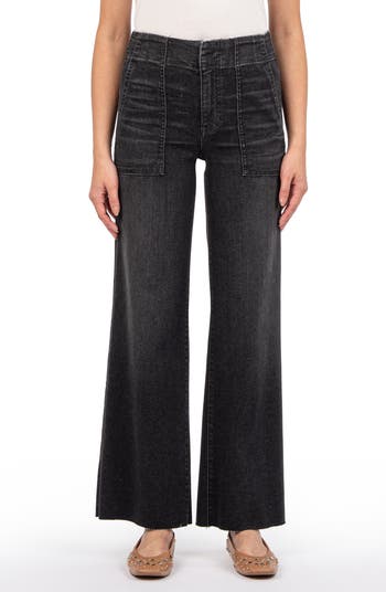 KUT from the Kloth Meg Raw Hem High Waist Ankle Wide Leg Utility Jeans ...