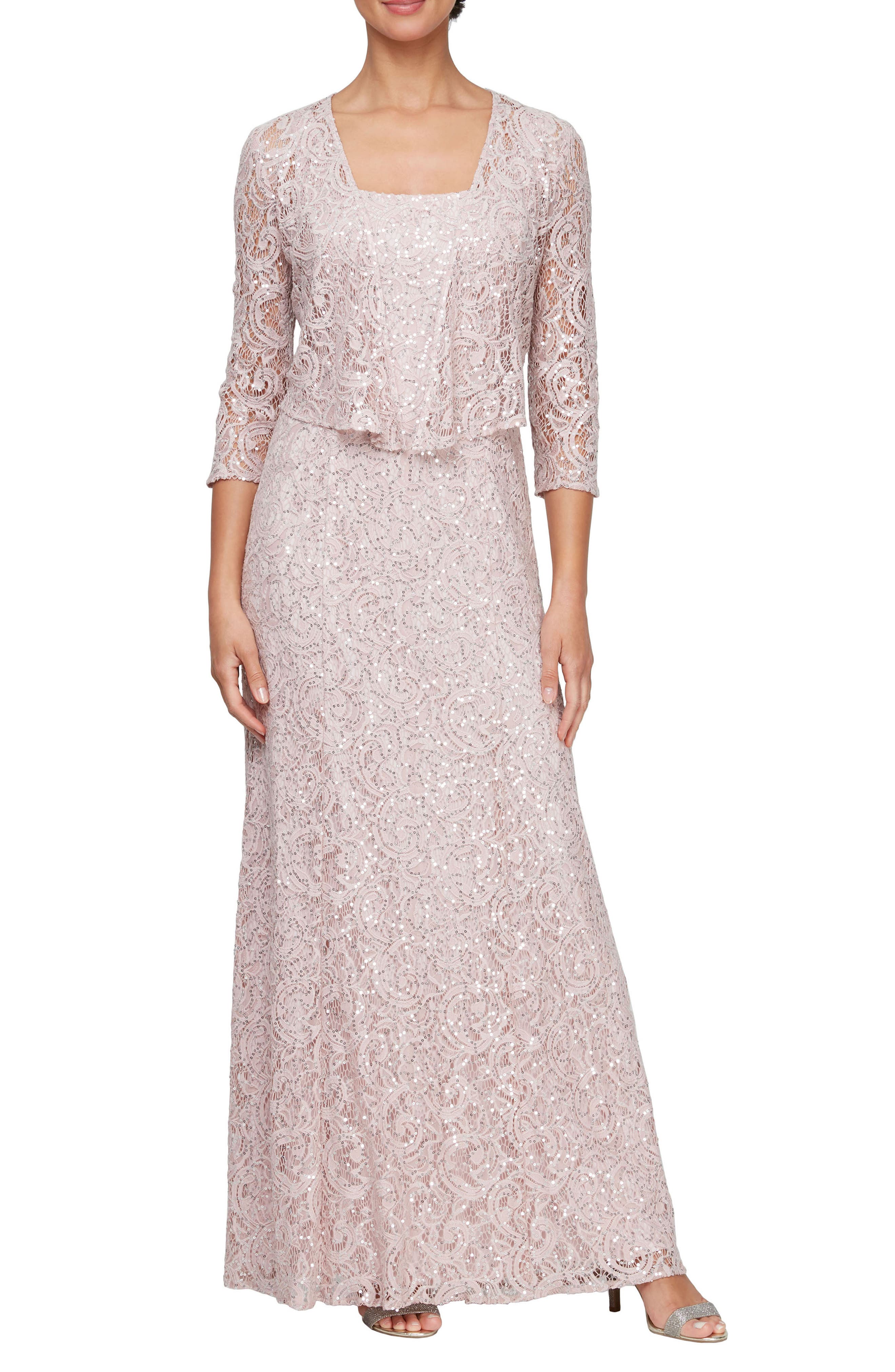 Alex Evenings Two-Piece Sequin Lace Gown & Jacket | Nordstrom