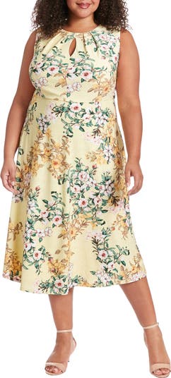 London Times Keyhole Sleeveless Fit Flare Midi Dress Nordstromrack