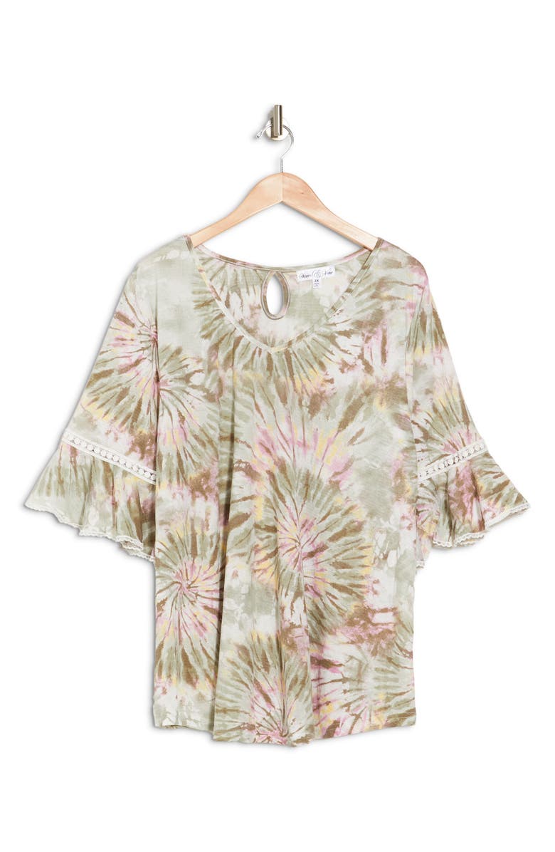 STEM AND VINE Tie Dye Bell Sleeve Blouse | Nordstromrack