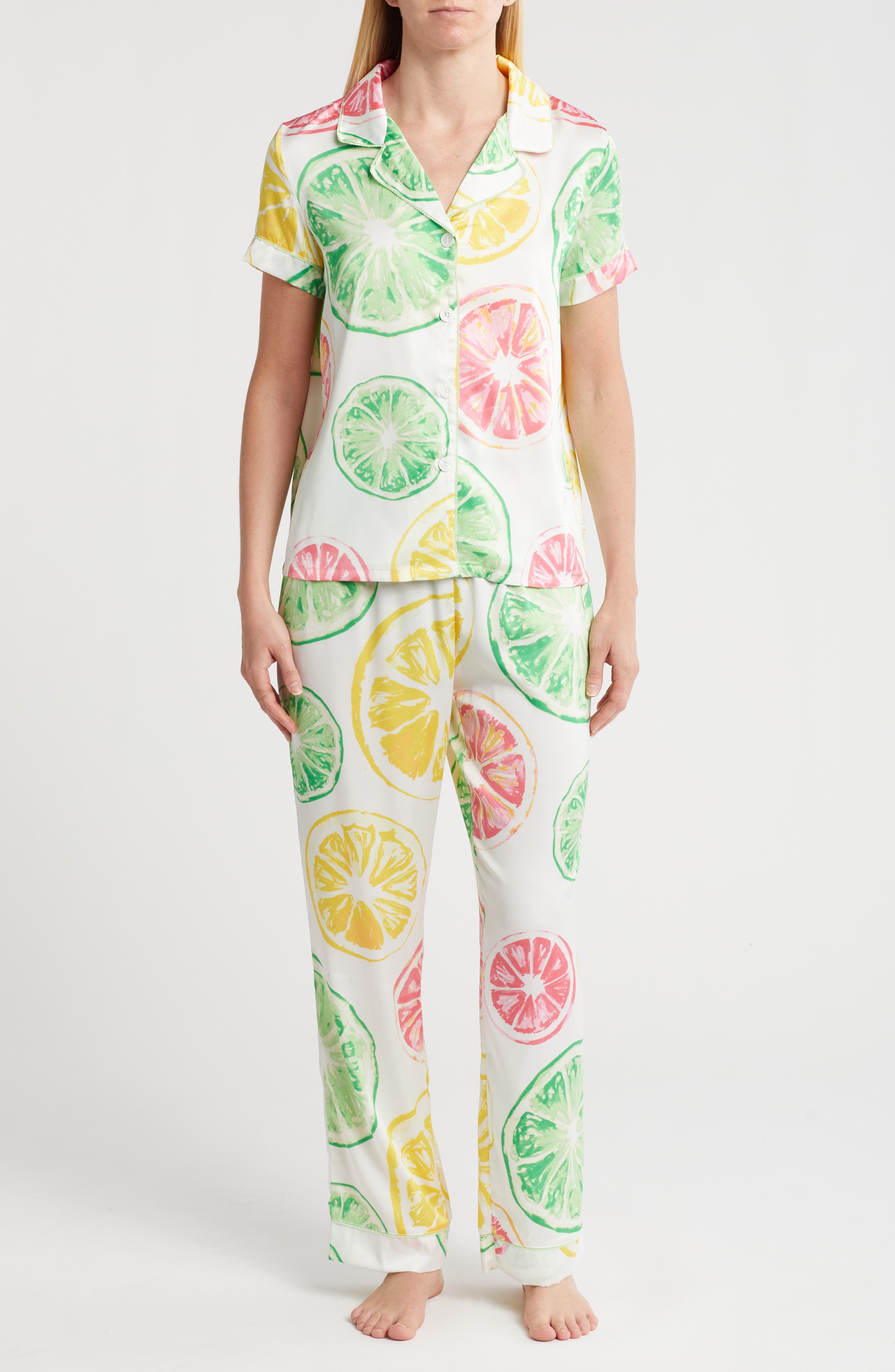 JACLYN Satin Short Sleeve Top & Pants Pajamas | Nordstromrack