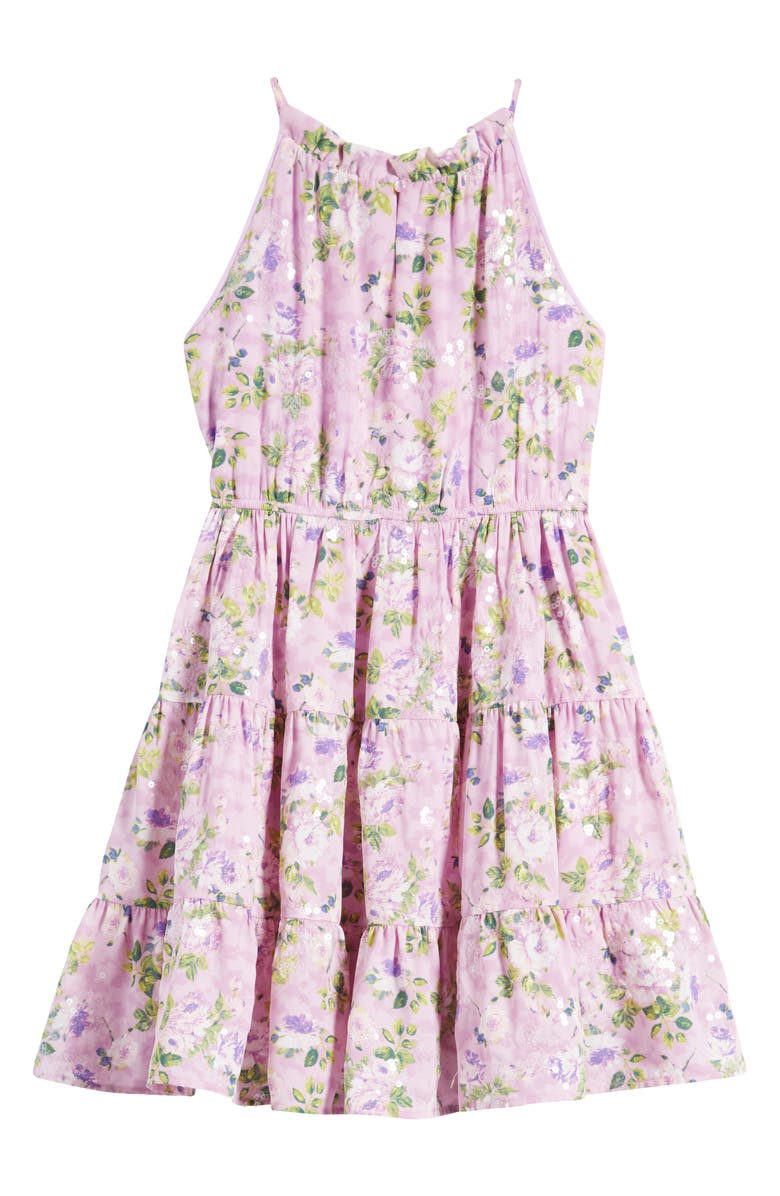 Ava & Yelly Kids' Floral Sequin Tiered Dress | Nordstromrack