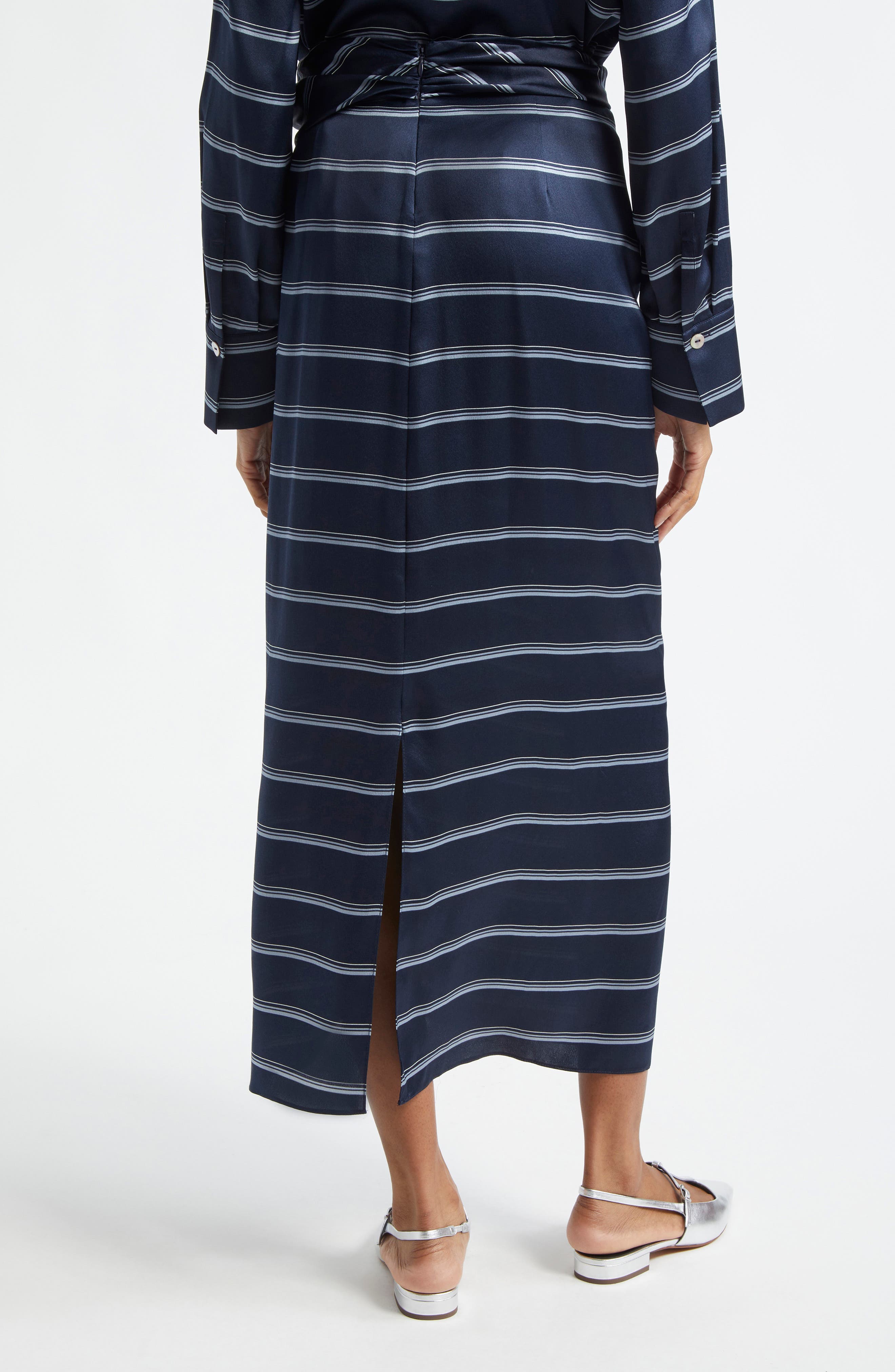 Vince Rugby Stripe Gathered Satin Skirt | Nordstromrack