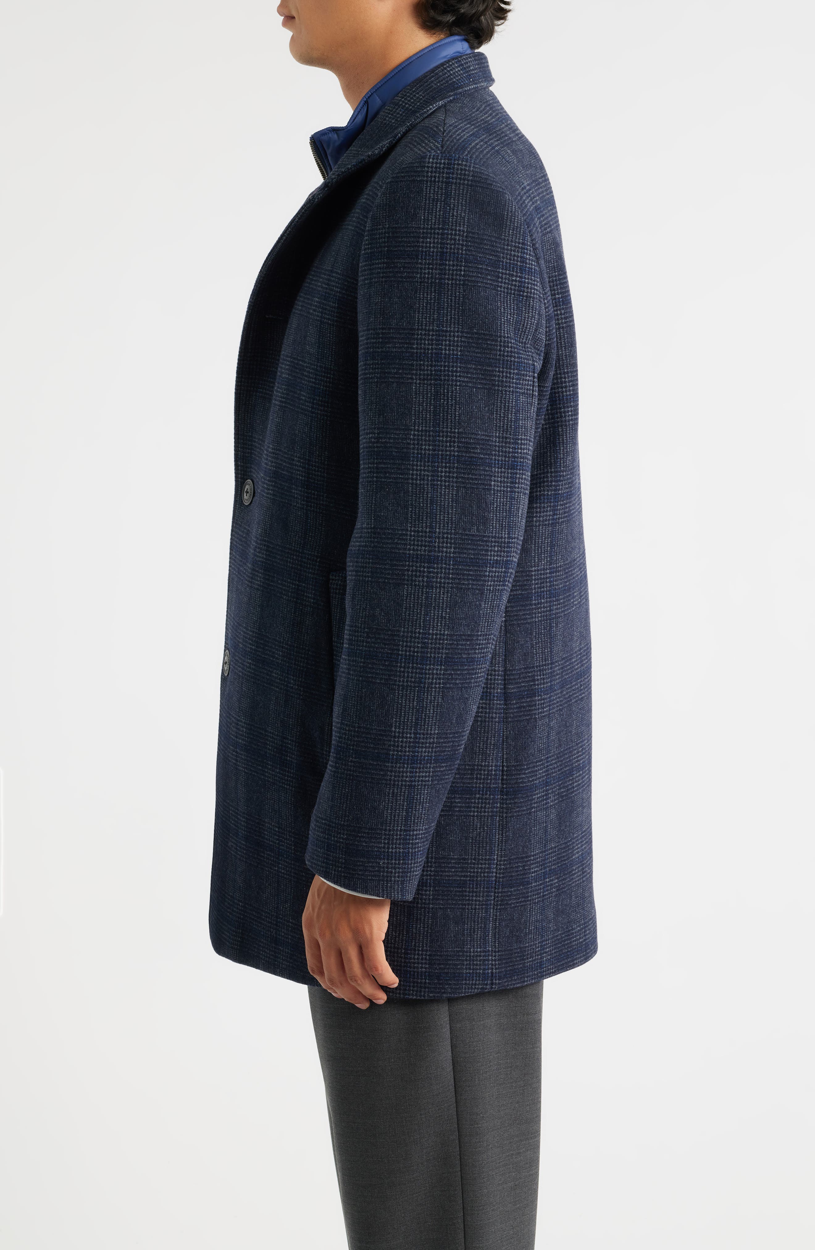 Hart Schaffner Marx Mason Plaid Wool Blend Overcoat with Quilted Bib ...