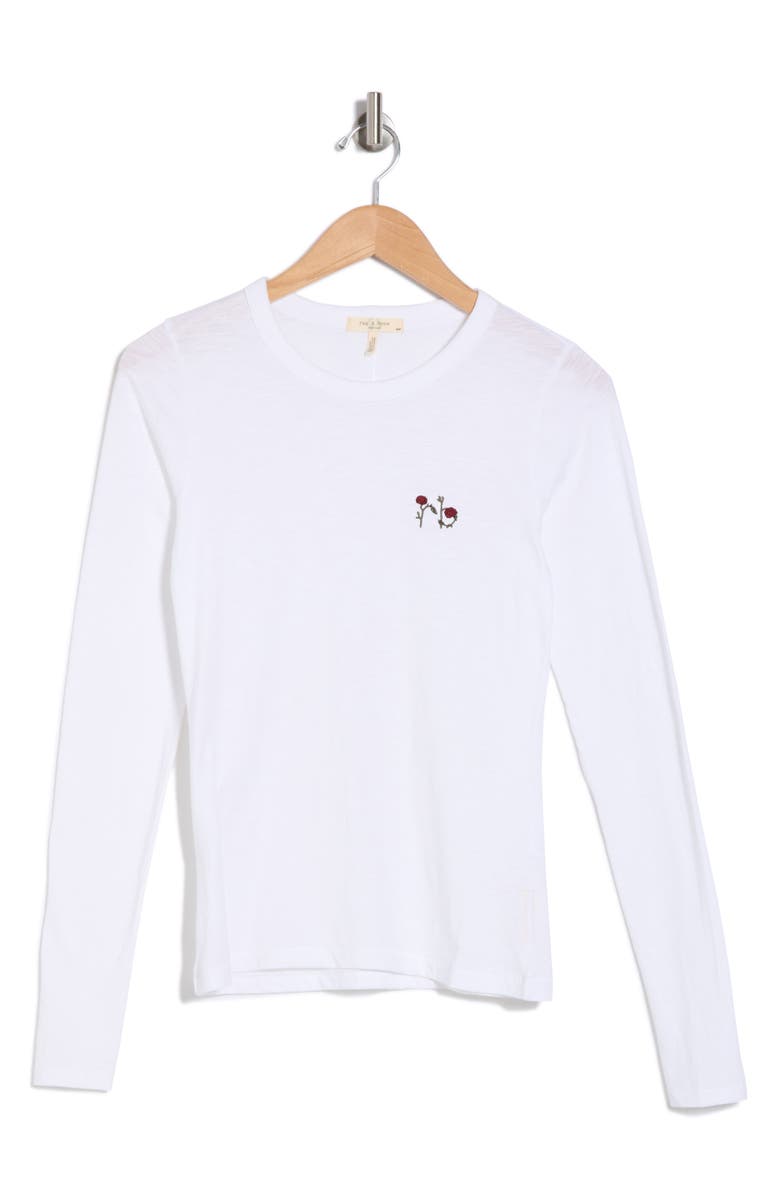 rag & bone Rose Embroidered Organic Pima Cotton Long Sleeve T-Shirt ...