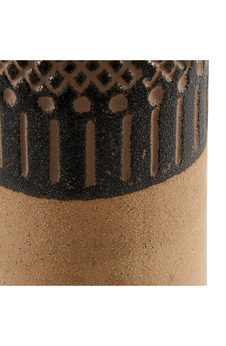 GINGER BIRCH STUDIO Tall Tan & Black Cylinder Decorative Vase with ...