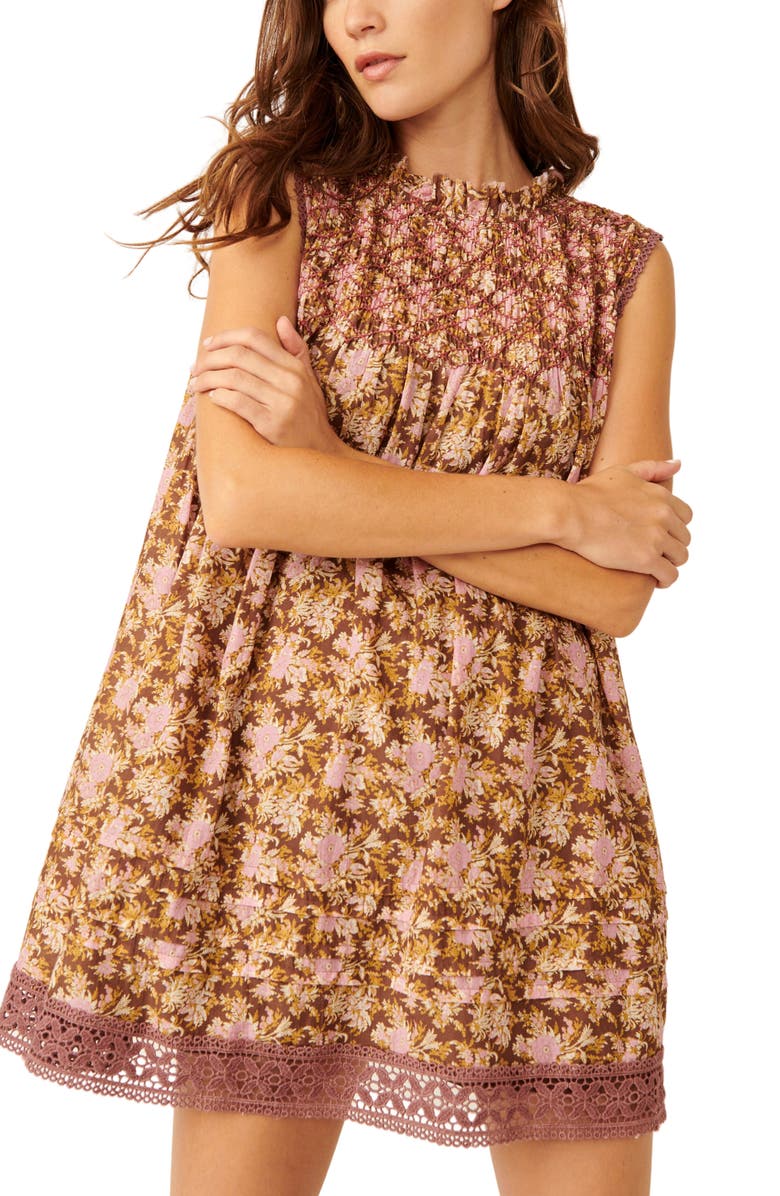 Free People Shea Floral Cotton Blend Babydoll Dress | Nordstromrack